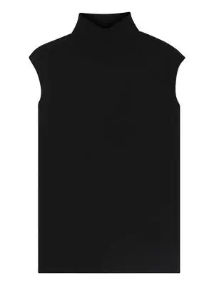 BOSS BOSS Sleeveless Mock-Neck Sweater In Fine Knit Merino Wool Black
