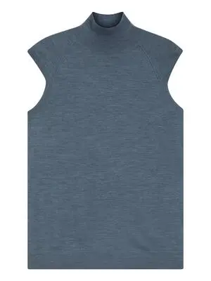 BOSS Sleeveless Mock Neck Top - Light Blue