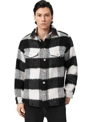 ALLSAINTS River Long Sleeve Check Shirt - Black/white
