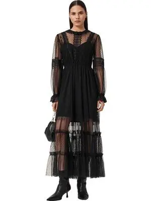 ALLSAINTS Nita Mesh Maxi Dress - Black