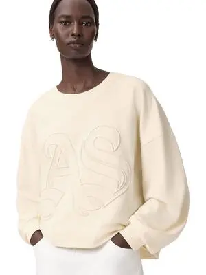 ALLSAINTS Lila Embroidered Oversized Sweatshirt - Pebble White