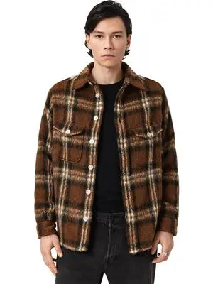 ALLSAINTS Royodo Long Sleeve Check Shirt - Brown