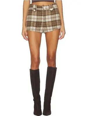 UNDERSTATED LEATHER Plaid Western Short - Cream & Brown