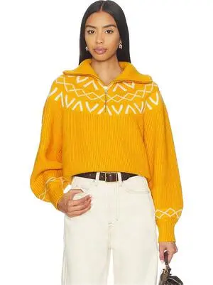 Varley Sigrid Fairisle Half Zip Knit Sweater - Alpine Gold