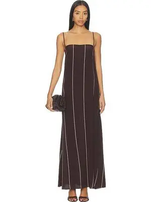 Bondi Born Orta Silk Slip Dress - Mocha Stripe