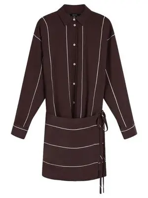Bondi Born Orta Silk Mini Dress - Mocha Stripe