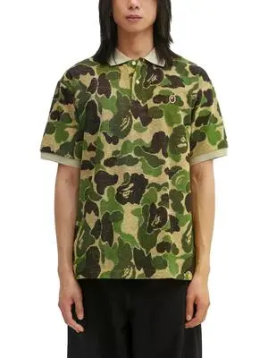 A BATHING APE Camo Pile Jacquard Polo Shirt - Green