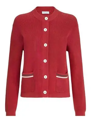 Brunello Cucinelli Ribbed Knit Cardigan - Red