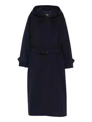 Maje Belted Coat With Detachable Hood - Blue