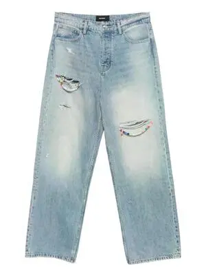 NAHMIAS Ripped Beaded Jeans