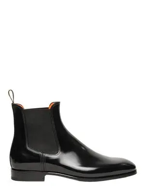 Santoni Leather Chelsea Boots - Black