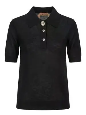 N°21 Jewel-button Polo Shirt - Black