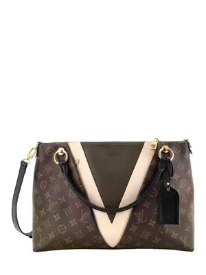 LOUIS VUITTON V Tote Monogram Canvas And Leather Mm Shoulder Bag - Brown