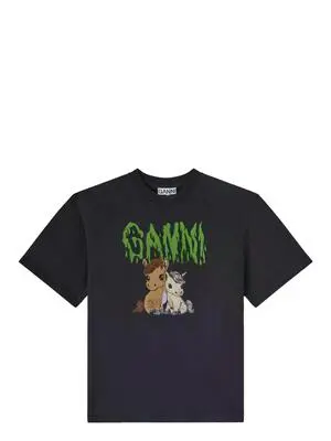 GANNI Graphic-Print T-Shirt Grey