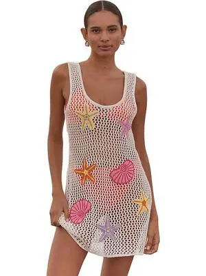 CAPITTANA Embroidered Mesh Beach Dress - Ivory