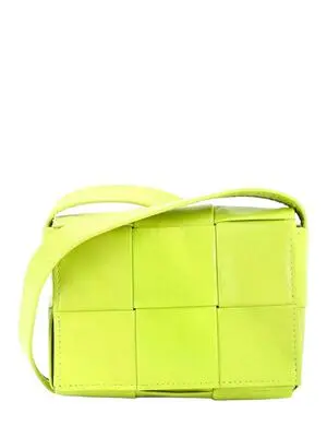 Bottega Veneta Cassette Maxi Intrecciato Leather Extra Mini Crossbody Bag - Green