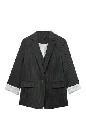 Rag & Bone Pinstripe Three-quarter-sleeve Blazer - Grey
