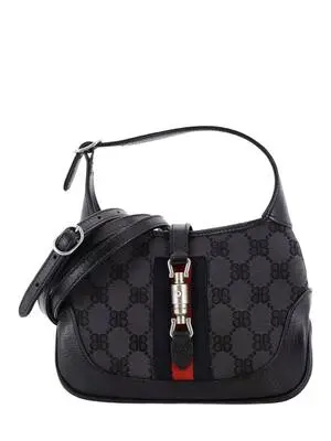 Balenciaga X Gucci The Hacker Project Jackie 1961 Bb Canvas Mini Hobo Bag - Black