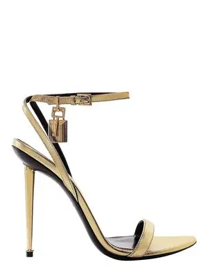 TOM FORD Laminated Leather Sandals With Padlock - Gold