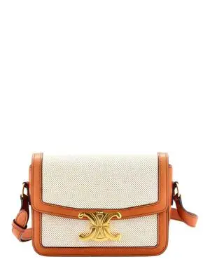 CELINE Triomphe Teen Crossbody Bag Canvas With Leather