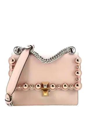 Fendi Kan I Bag Pearl Embellished Leather Small Crossbody Bag - Neutrals