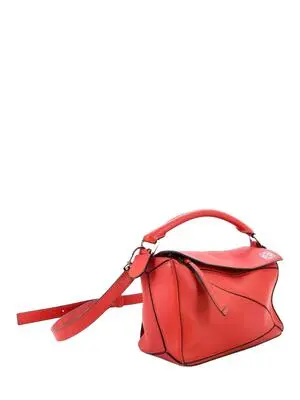 Loewe Puzzle Bag Leather Small Satchel - Red