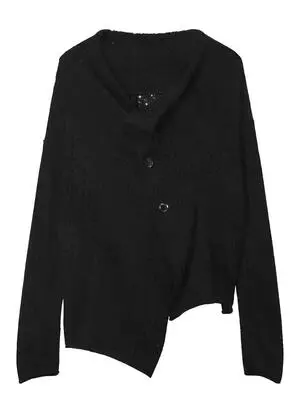 Y’s Buttoned Asymmetrical Cardigan - Black