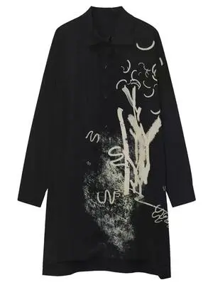 Y’s Graphic-print Shirt Dress - Black