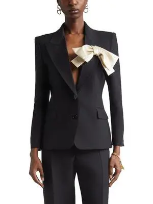 Valentino Garavani Double Duchesse Bow Detail Crepe Couture Jacket - Black/ivory