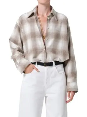 Citizens Of Humanity Ana Buffalo Plaid Crop Button-up Shirt - Schiffer Plaid