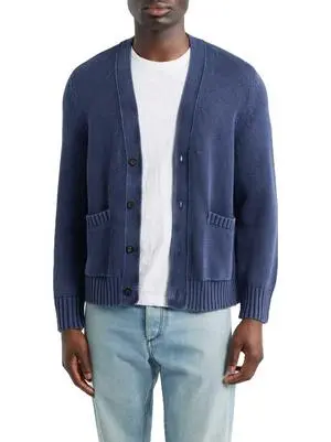 CORRIDOR Acid Wash Cotton Cardigan - Navy