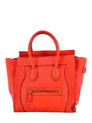 Celine Luggage Bag Grainy Leather Mini Tote - Red