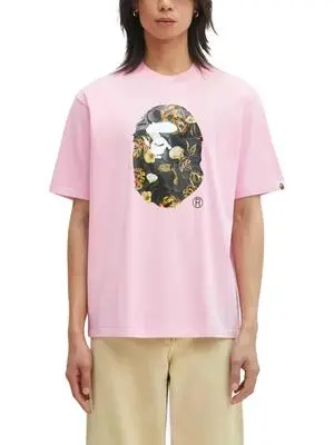 A BATHING APE Vacation Pattern Ape Head Graphic-print T-shirt - Pink