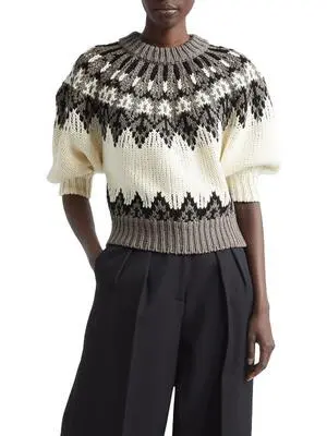 Altuzarra Marty Fair Isle Cotton Sweater - Toffee