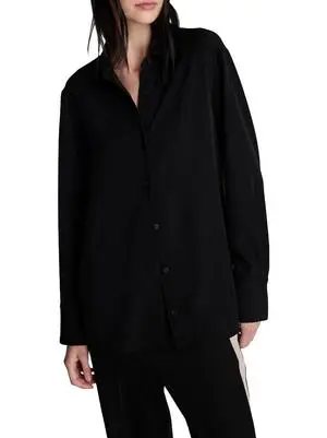 KENNETH COLE Oversized Button-up Shirt - Black/burlap