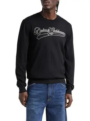Dolce & Gabbana Long Sleeve Wool Crewneck T-shirt - Nero