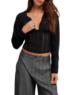 Free People Frankie Long-sleeve Corset Top - Black