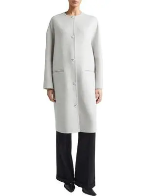 Loulou De Saison Kerry Oval-shaped Wool & Cashmere Coat - Light Grey Melange
