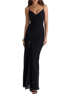 House Of Cb Issey Stretch Mesh Gown - Black