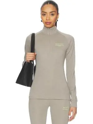 WHITESPACE Merino Wool Mock Neck Half-zip Top - Grey