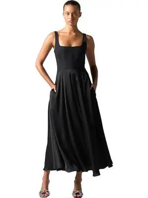 JBQ Midi Dress With Square Neckline - Black