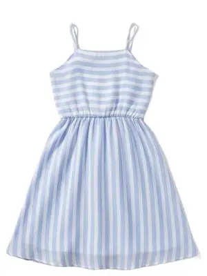 MIA BELLE GIRLS Striped Cotton Sundress - Blue
