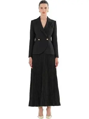 GIZIA Double-breasted Jacket And Pleated Skirt - Black