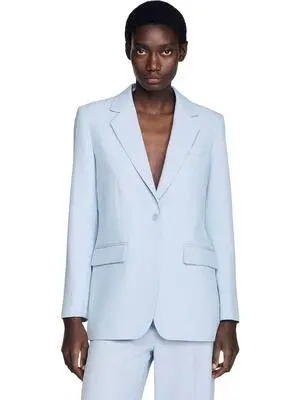 Sandro Sequin-stripe Tailored Jacket - Sky Blue