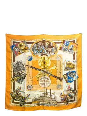 Hermès 1996 1923 New Orleans Creole Jazz Silk Scarf - Orange