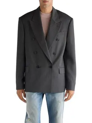 Acne Studios Jarvel Double Breasted Herringbone Blazer - Grey