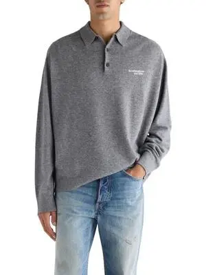 Acne Studios Kluxey Light Richard Yak Hair & Wool Polo Sweater - Dark Grey