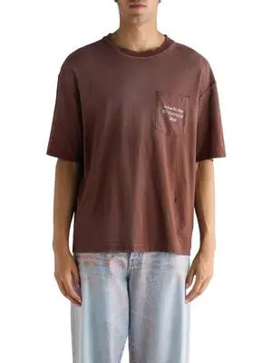 Acne Studios Exford U 1996 Distressed Cotton & Hemp Pocket T-shirt - Chocolate Brown