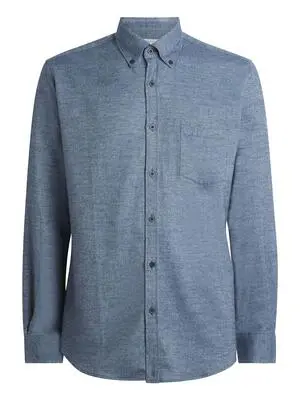 Sunspel Brushed Cotton Shirt - Blue