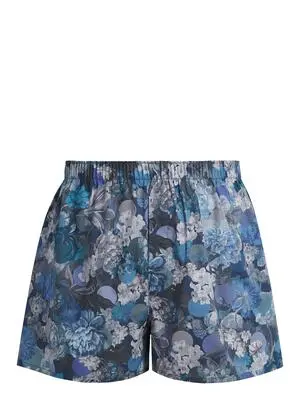 Sunspel Cotton Floral Boxer Shorts - Blue